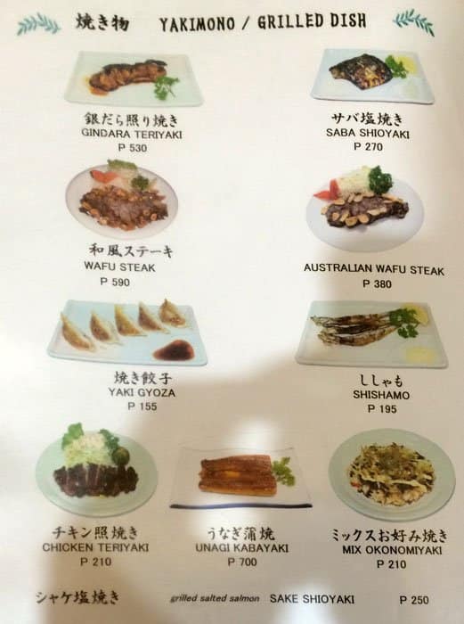 Menu at Nonki Japanese Restaurant (SM City Cebu), Cebu City, Sergio ...