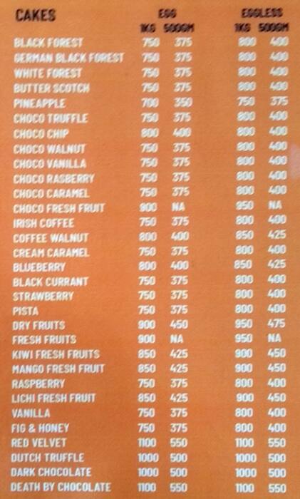 Menu at Midas Touch Bakery, Bengaluru, 593