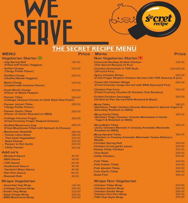 Menu at The Secret Recipe, Gurugram Rural