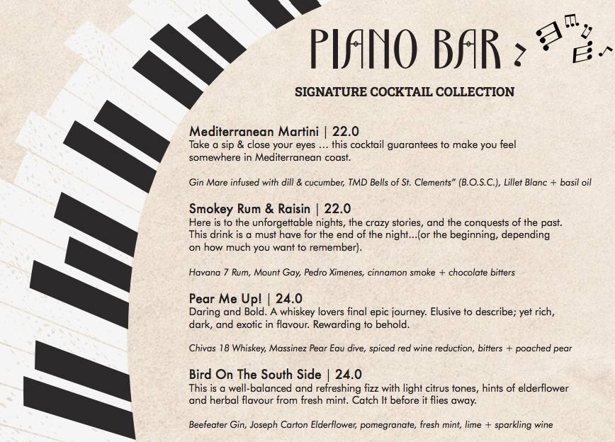 Menu at the Terrace Rooftop Bar, Brisbane City