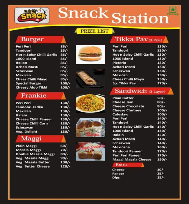 Menu of Snack Station, Vejalpur, Ahmedabad