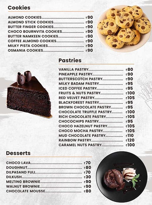 Menu of Pastry Chef, Duvvada, Vizag