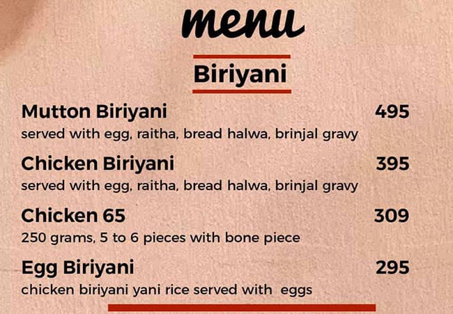 Menu of Dan JR Wedding Biryani, Perungudi, Chennai