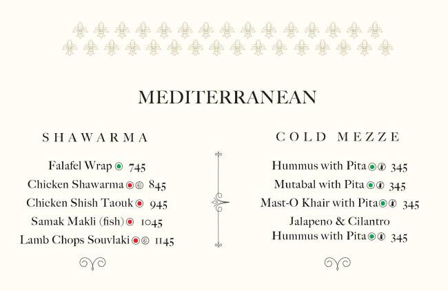 Menu at Pickwick, New Delhi, The Claridges