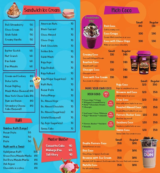 Menu of Dairy Don, Bhayandar, Mumbai
