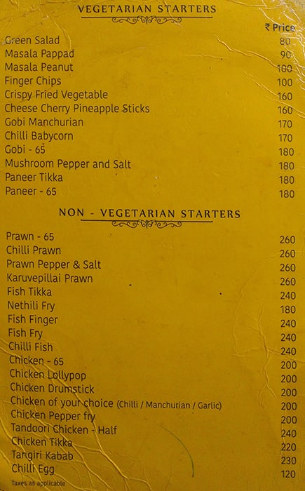 Menu at Lava Bar & Lounge, Chennai, 35JQ+V58