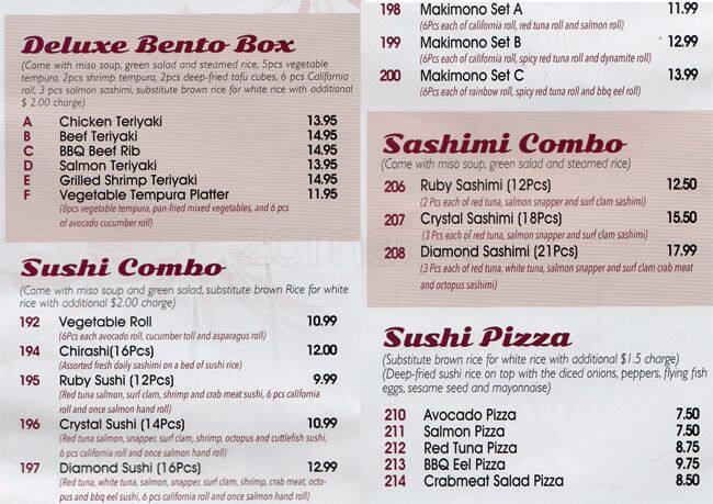 Menu at Kiku Sushi restaurant, Toronto, 808 York Mills Rd