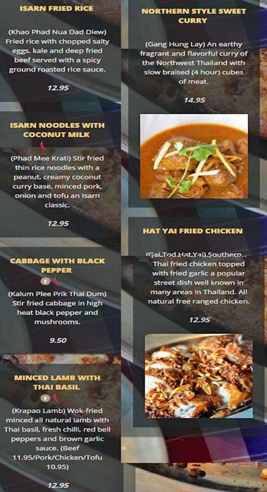 Menu at Isarn Thai Soul Kitchen pub & bar, Kirkland