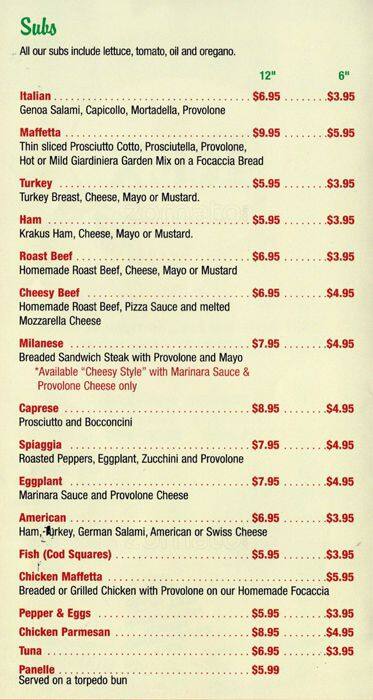 Menu at Rex Italian Foods pizzeria, Norridge