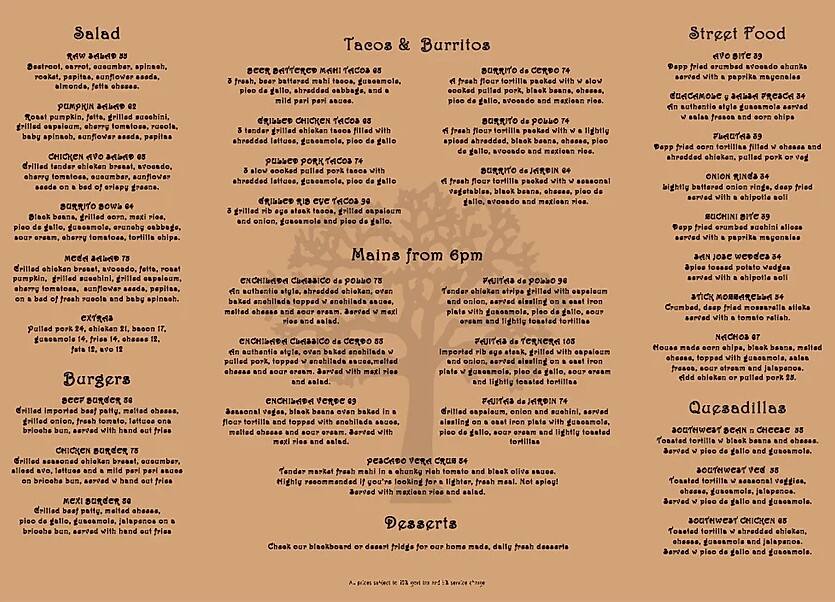 Menu at The Mango Tree Cafe, Pecatu