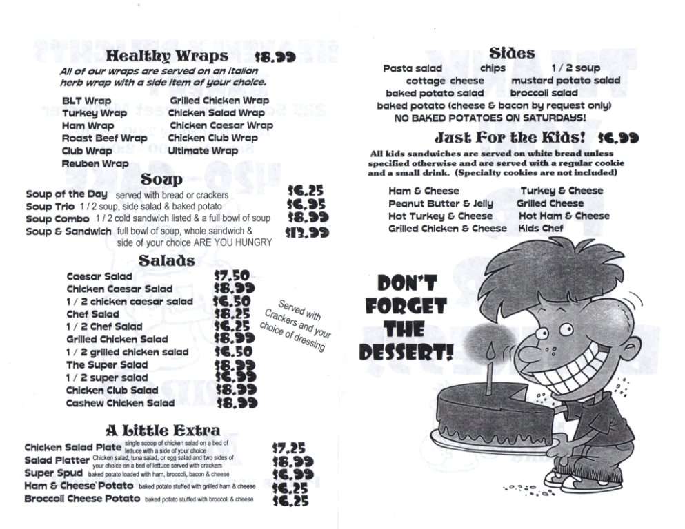 Menu at Heavenly Delights restaurant, McAlester