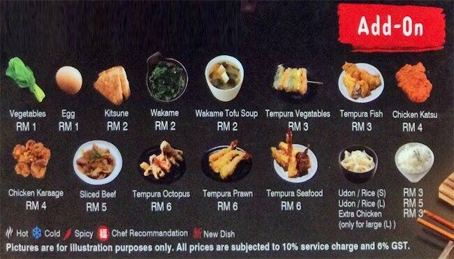 Menu at Marufuku restaurant, Petaling Jaya