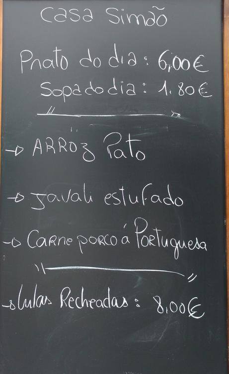 Menu at Restaurante Casa Simão, Tavira