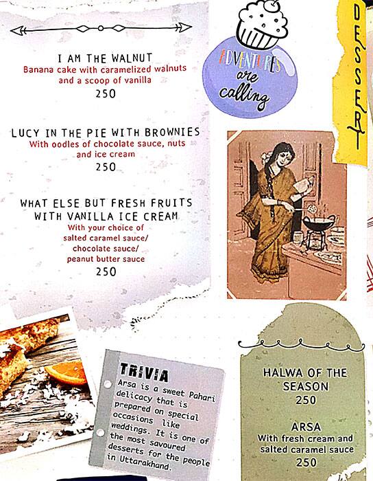 Menu at Travel Diaries Cafe, Rishikesh