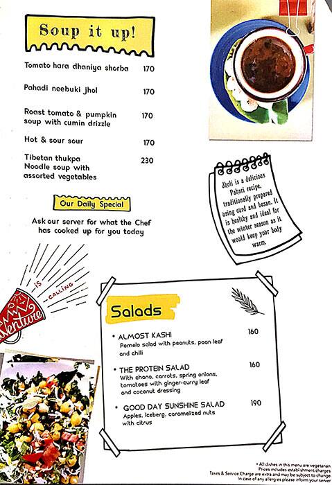 Menu at Travel Diaries Cafe, Rishikesh