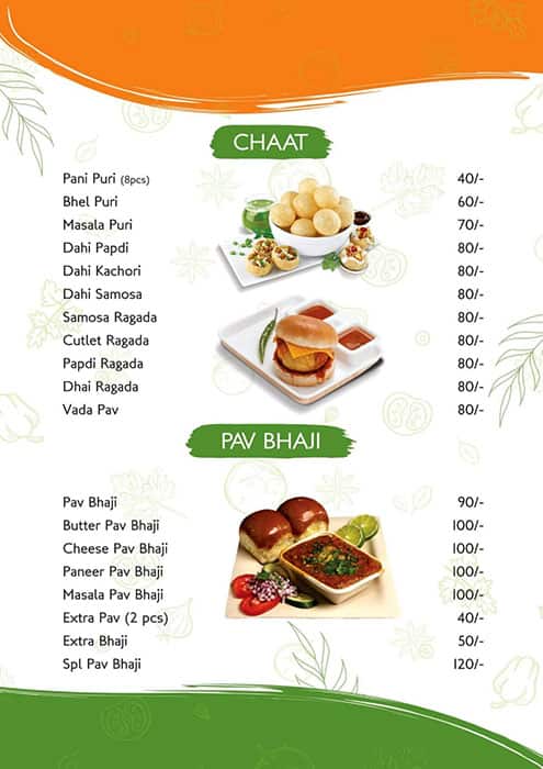 Menu of Mr Chaat, Manikonda, Hyderabad