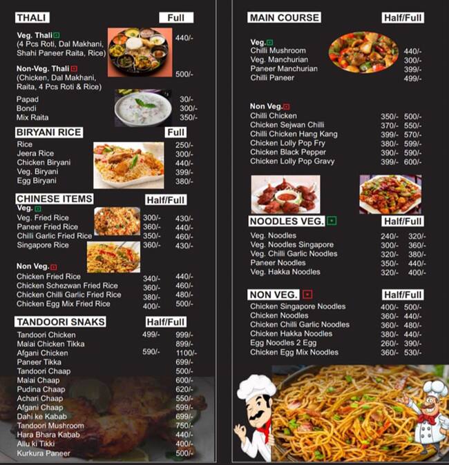 Menu of The Chi Ni, Mahipalpur, New Delhi