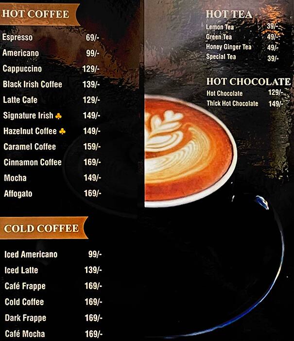 Menu of Butler Palace, Gomti Nagar, Lucknow