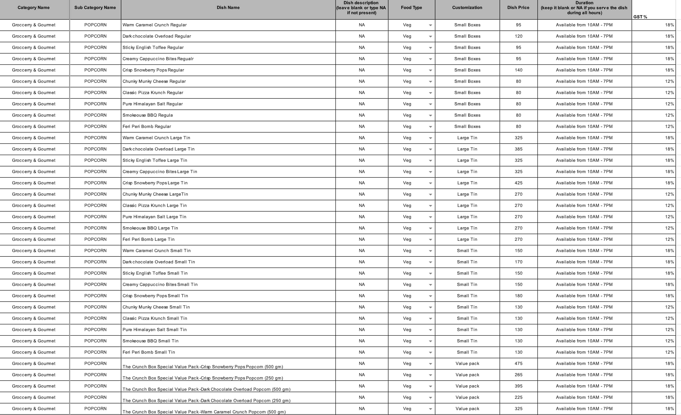 Menu at The Crunch Box, Delhi, H722+HPJ