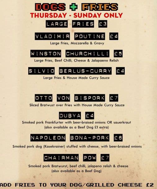 Menu at The Four Quarters pub & bar, London, 187 Rye Ln