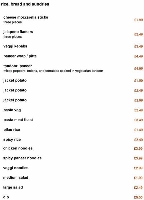 Menu at Mr Grillhouse restaurant, Birmingham