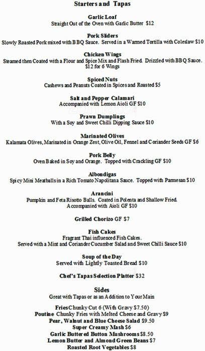 Menu at Surreal pub & bar, Queenstown