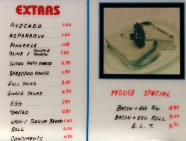 Menu at The Natural Cafe, Sutherland