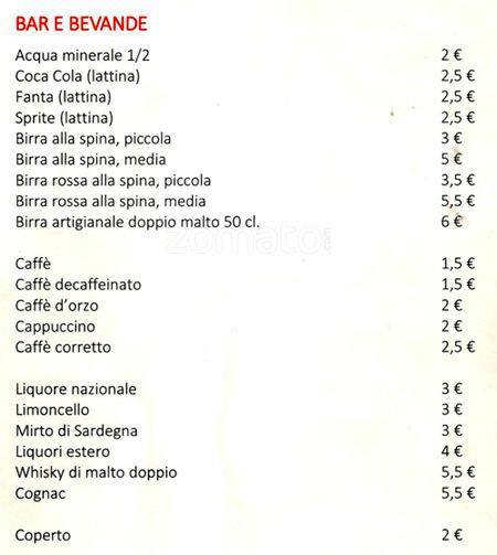 Menu da Vecchia Napoli pizzeria, Milano