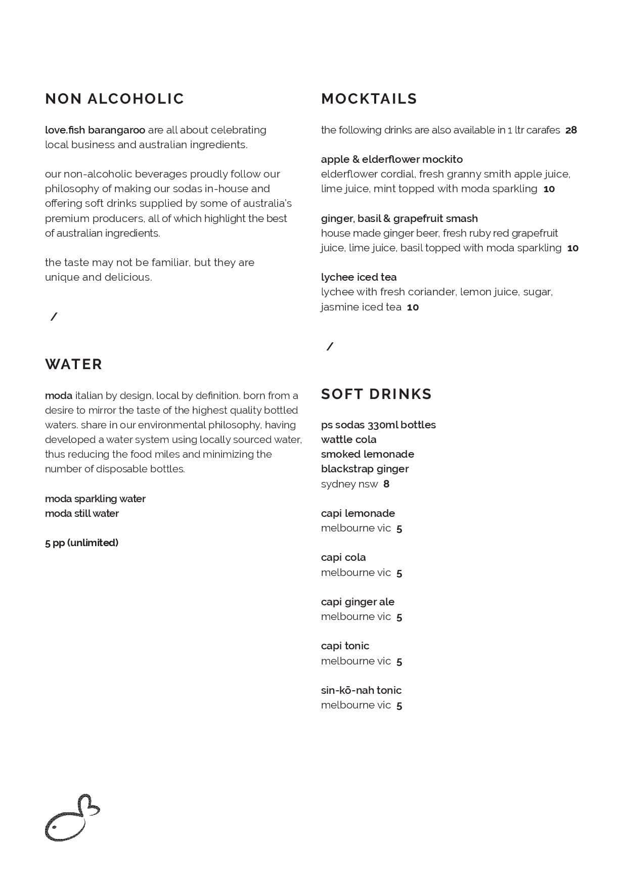 Menu at Love.Fish restaurant, Rozelle, 580 Darling St