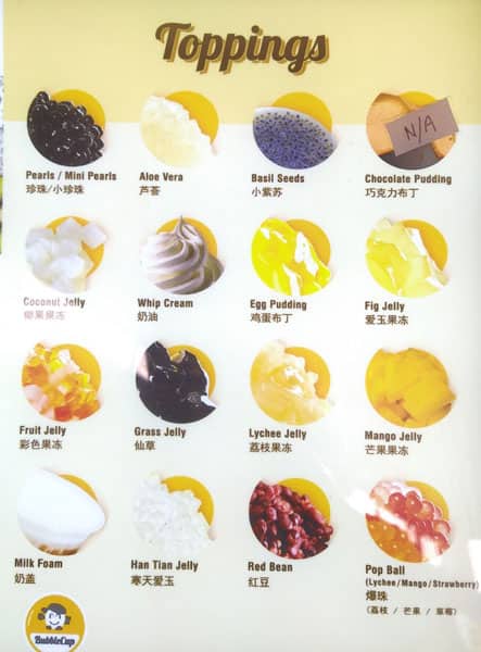 Menu at Bubble Cup restaurant, Box Hill