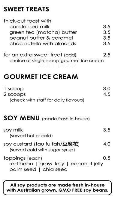 Carta de Sweet Treats Dessert Cafe, Sunnybank, 663 Beenleigh Rd Shop 46