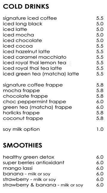 Carta de Sweet Treats Dessert Cafe, Sunnybank, 663 Beenleigh Rd Shop 46