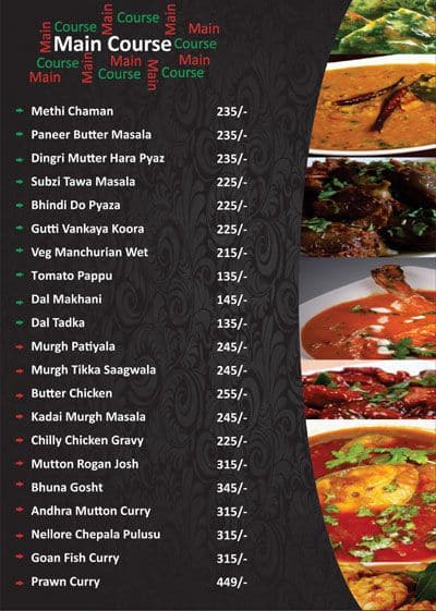 Menu at Blue House, Bengaluru