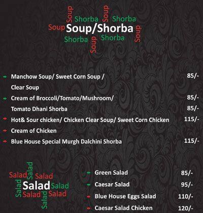 Menu at Blue House, Bengaluru