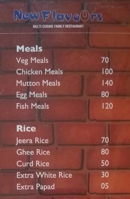 Menu at NEW FLAVOURS RESTAURANT, Bengaluru
