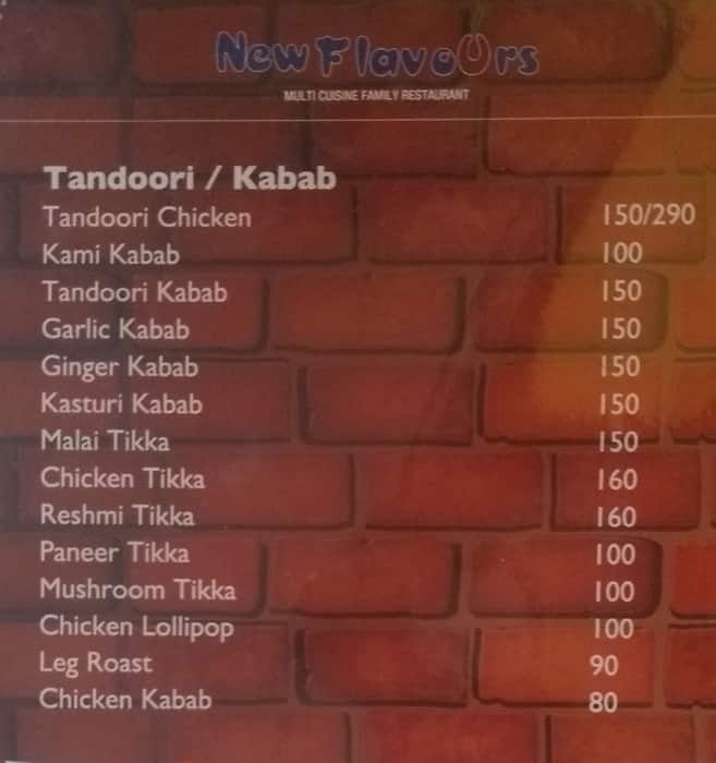 Menu at NEW FLAVOURS RESTAURANT, Bengaluru