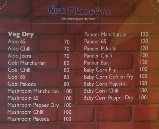 Menu at NEW FLAVOURS RESTAURANT, Bengaluru