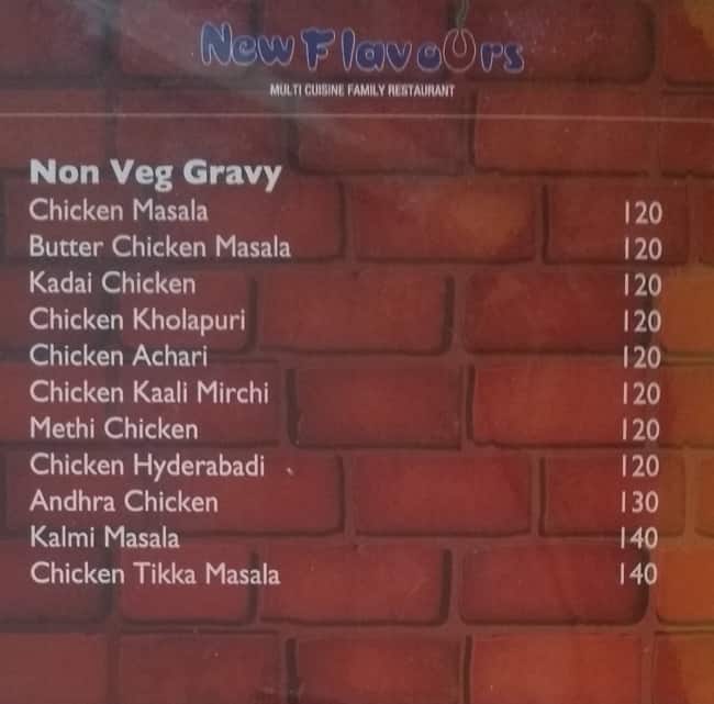 Menu at NEW FLAVOURS RESTAURANT, Bengaluru