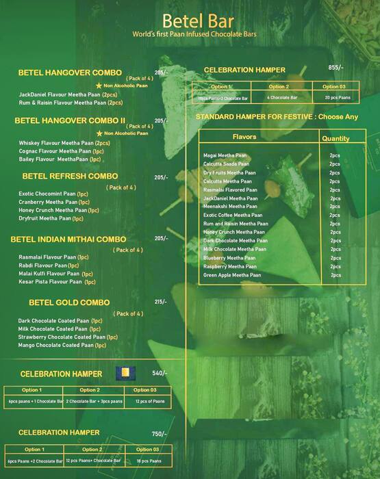 Menu at The Betel Leaf Co - Vasanth Nagar, Bengaluru