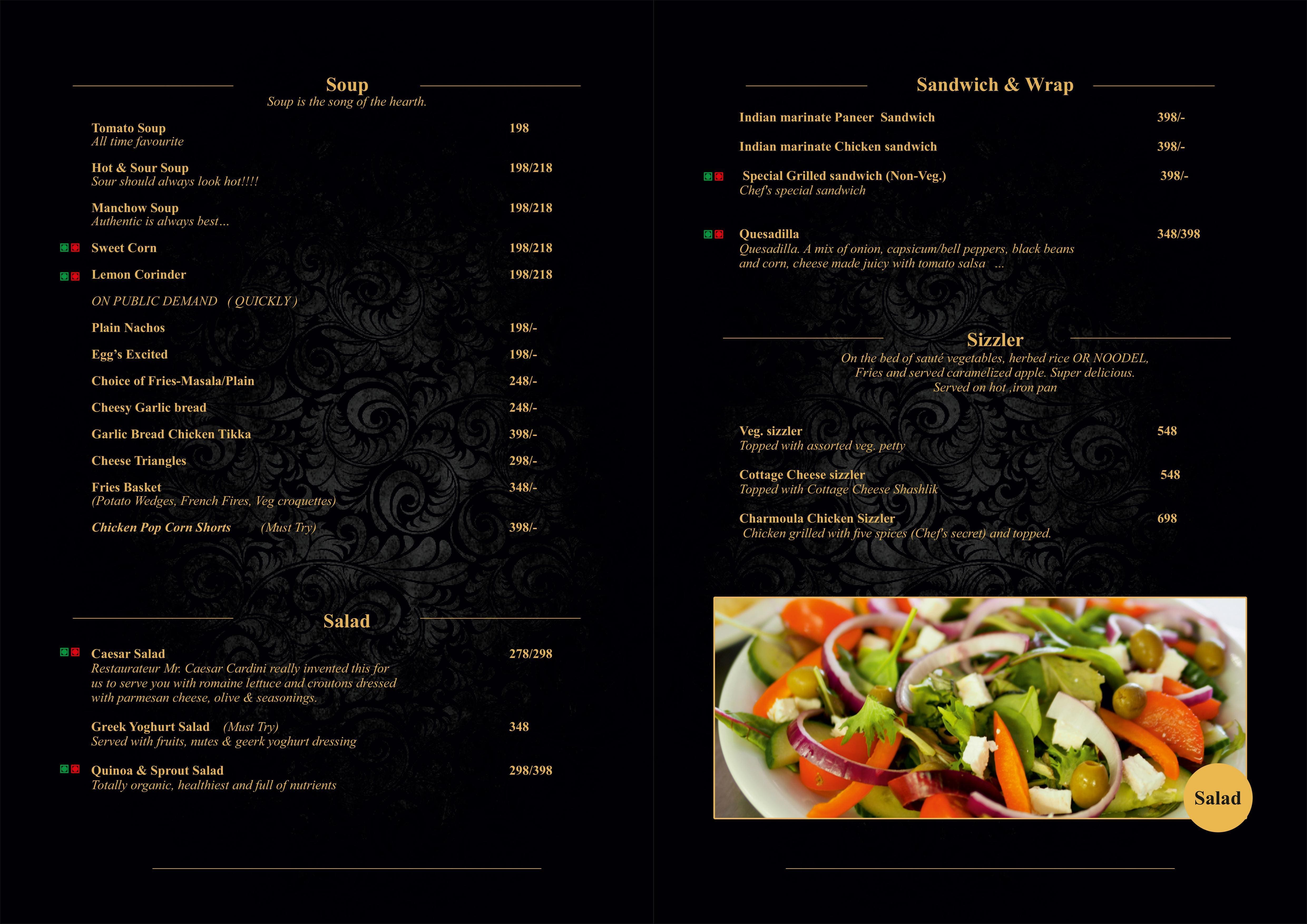 Menu of Fellas, Sector 26, Chandigarh
