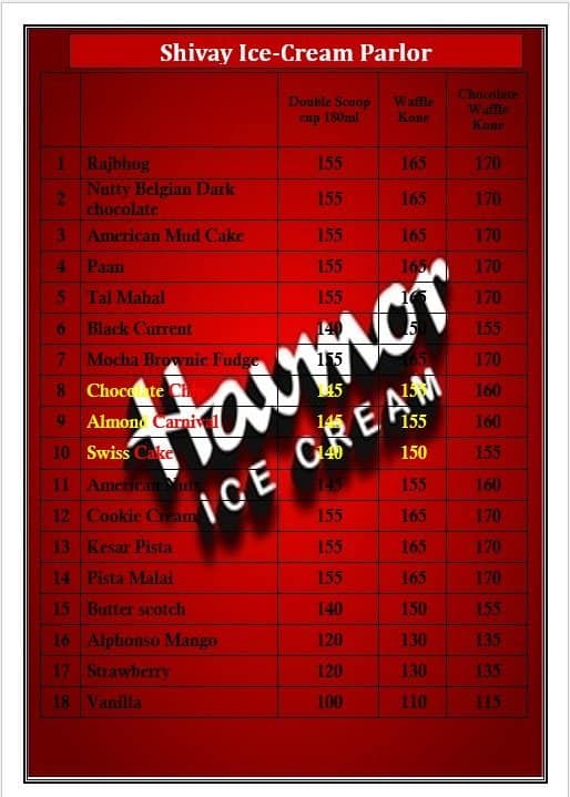 Menu of Havmor Ice Cream, Virar, Mumbai