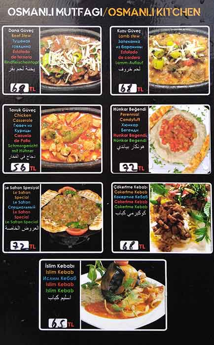 Menu at La Safran Restaurant, Istanbul, Alemdar Cd. No:11