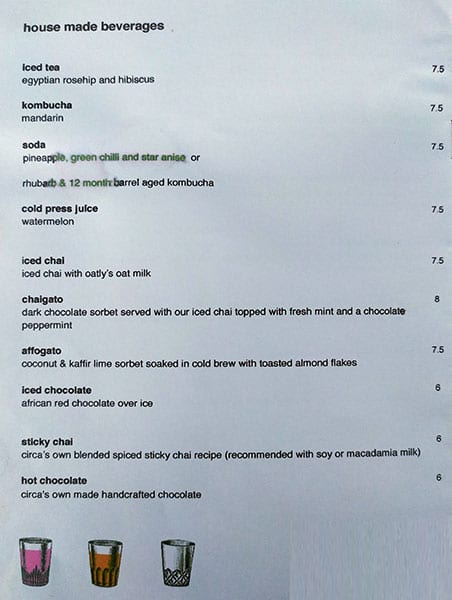 Menu at Circa Espresso restaurant, Parramatta