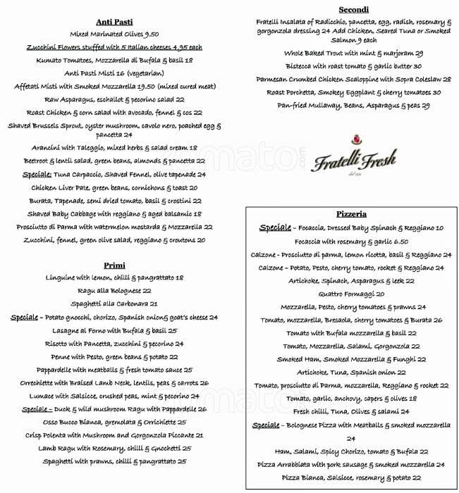 Fratelli Fresh Menu, Menu for Fratelli Fresh, CBD, Sydney - Urbanspoon ...
