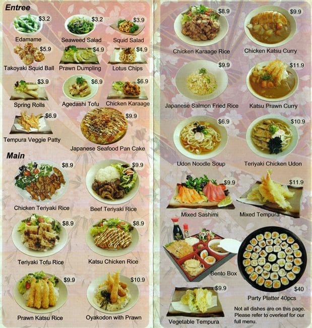 Menu at YI SUSHI restaurant, Munster