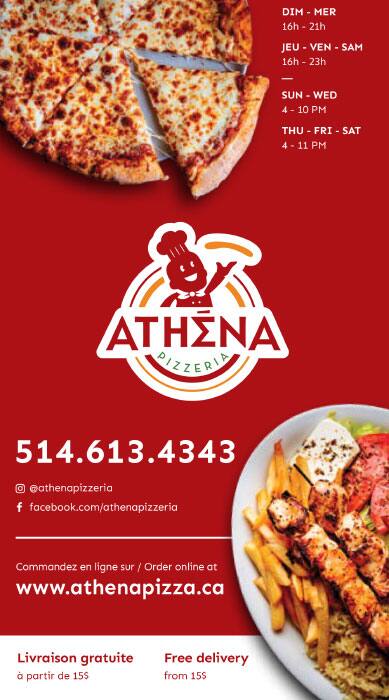 Menu at Athena Pizzeria, Montreal
