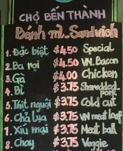 Menu at Banh Mi Saigon desserts, Vancouver