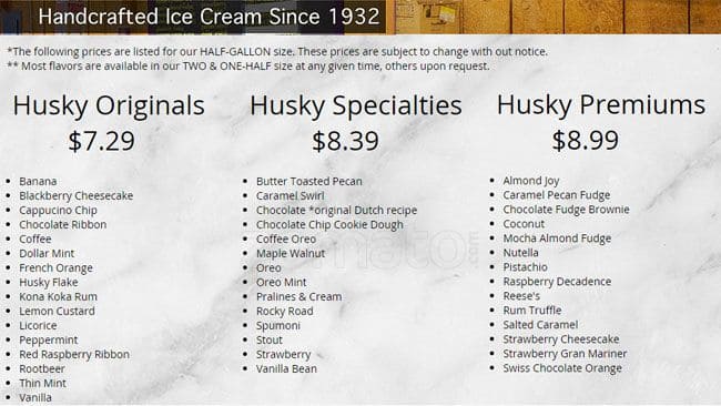 Menu at Husky Deli restaurant, Seattle