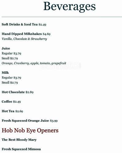 Menu at Hob Nob pub & bar, Tacoma