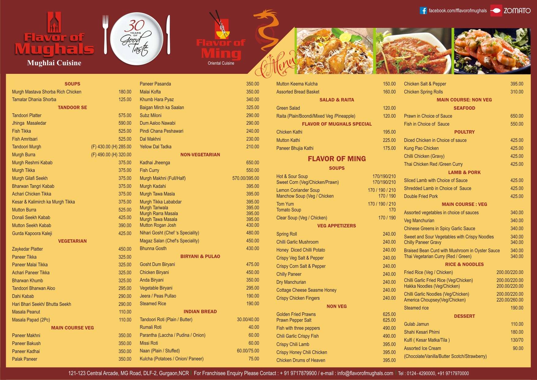 Menu at Flavour Of Mughals, Gurugram, Shop No. 121-123